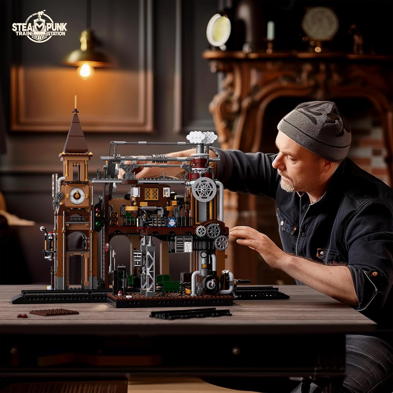 FUNWHOLE F9007 Steampunk Bahnhof - Trainstation - klemmbausteinshop.ch